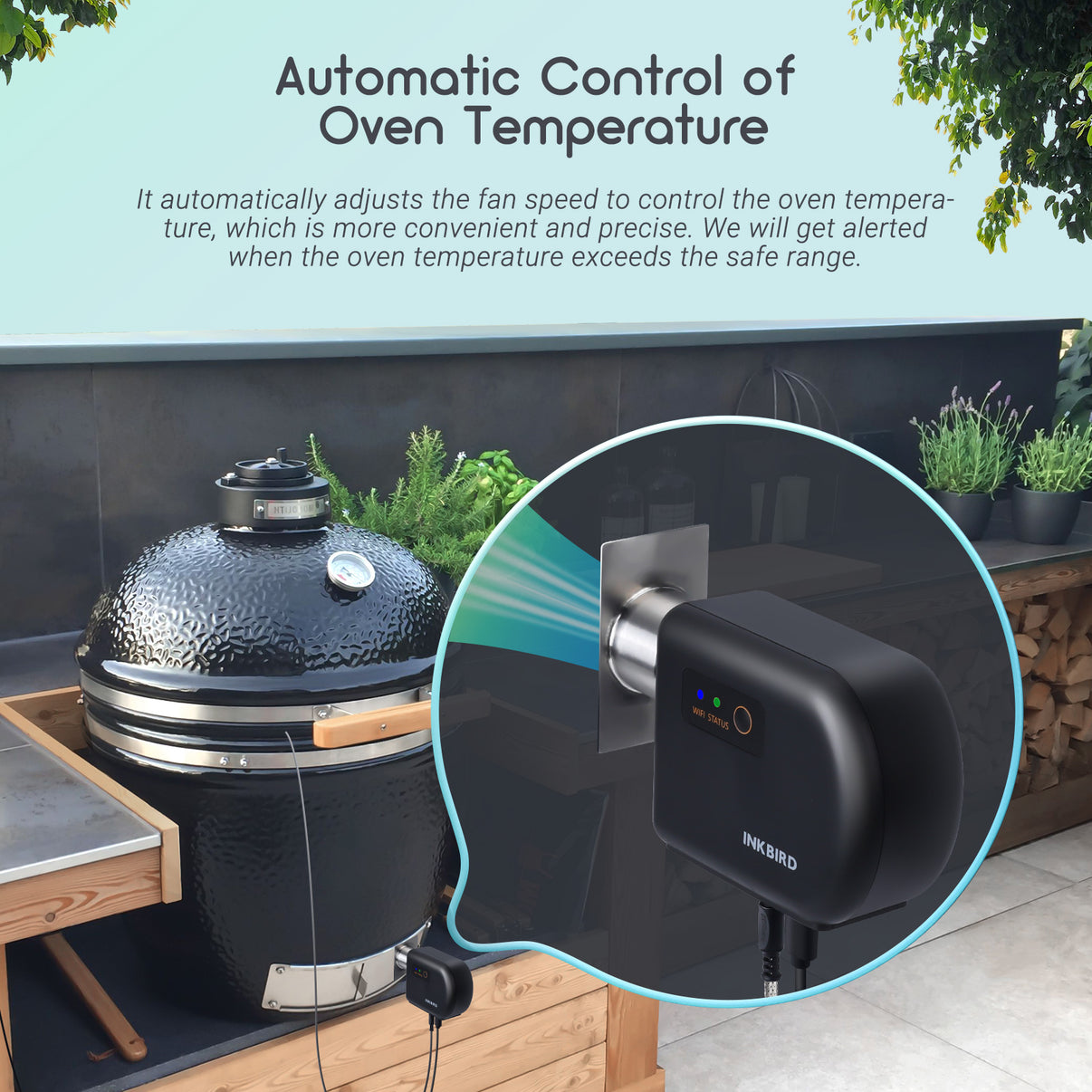 INKBIRD ISC-027BW Wi-Fi Bluetooth BBQ Automatic Smoker Fan Controller ...