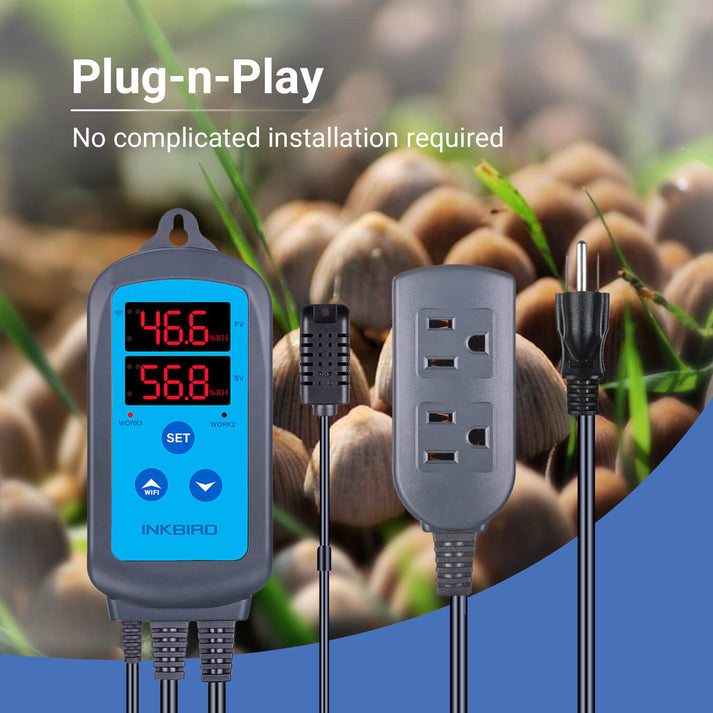 INKBIRD Dual Outlet Pre-Wired Humidistat Humidity Controller IHC-200 ...